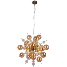 N&auml;ve n&auml;ve Pendelleuchte &raquo;Explosion&laquo; G9 1 Stk. amberfarbene, transparente Glaskugeln,f&uuml;r 10 x G9 Sockel, &Oslash; 65 cm gelb 10, &Oslash; 65cm H: 150cm, 1 Stk.