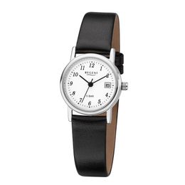 Regent Uhren Regent Damen Quarzuhr Armbanduhr, Damenuhr, Lederarmband, analog, Tag schwarz Einheitsgr&ouml;&szlig;e