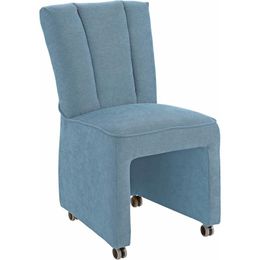 exxpo - sofa fashion Sessel &raquo;Costa, Loungesessel, Hochlehnsessel, auf Rollen, Komfortsitzh&ouml;he 53cm&laquo; kompakt und bequem, Breite 52 cm blau Webvelours, 