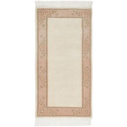 LUXOR living Wollteppich &raquo;Giza, handgekn&uuml;pft&laquo; rechteckig 12 mm H&ouml;he reine Wolle, mit Bord&uuml;re & Fransen, Orient-Teppich, Wohnzimmer beige Obermaterial: