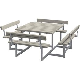 Plus Garten-Essgruppe &raquo;&raquo;Picnic&laquo; Kombim&ouml;bel mit 4 R&uuml;ckenlehnen&laquo; 1 Stk. tlg. 224x224x76/45 cm grau B/H/T: 224cm x 76cm x 224cm