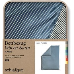 Schlafgut Bettbezug &raquo;Premium Bettbezug Woven Fade Satin (1 St)&laquo; Ton-in-Ton Rei&szlig;verschluss, Fadendichte von 300tc, Streifen, OEKO Tex blau Mako-Satin, 