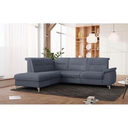 Sit & More sit&more Ecksofa &raquo;Astoria L-Form&laquo; wahlweise mit motorischer Relaxfunktion grau 100% Polyester B/H/T: 256cm x 91cm x 225cm, Flachgewebe, Ottomane links