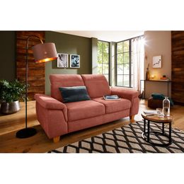 Home Affaire 2,5-Sitzer &raquo;Dalia&laquo; mit Federkernpolsterung, wahlweise auch mit Kopftteilverstellung orange Luxus-Microfaser Florence (100% Polyester);