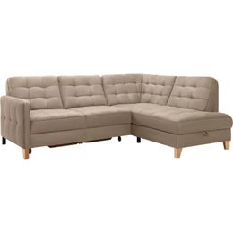exxpo - sofa fashion Ecksofa &raquo;Elio, kompakt & bequem, zeitloses Design, Breite 228cm, L-Form&laquo; wahlweise mit Bettfunktion und Bettkasten braun B/H/T: 
