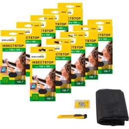 Schellenberg Fliegengitter-Gewebe &raquo;f&uuml;r Dachfenster mit Rei&szlig;verschluss&laquo; Set, 10 Stk. tlg. Insektenschutz ohne bohren, 150 x 180 cm, anthrazit und wei&szlig; 