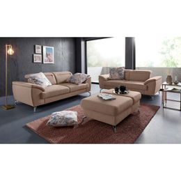 Sit & More sit&more 2,5-Sitzer &raquo;Percy&laquo; 12 cm Fu&szlig;h&ouml;he, Sitztiefenverstellung, wahlweise Kopfteilverstellung beige B/H/T: 207cm x 112cm, Feinstruktur,mit 