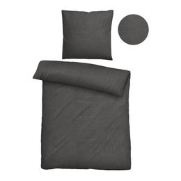 Biberna Bettw&auml;sche &raquo;Thea&laquo; 2 Stk. feines, weiches + leichtes Gewebe aus 100% Baumwolle,Sommer grau Musselin, Obermaterial: 100% Baumwolle B/L: 135cm x 200cm, 1