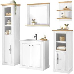 OTTO home Badm&ouml;bel-Set &raquo;WESTMINSTER, Bad im Landhausstil, 5-teiliges Badezimmer&laquo; 5 Stk. tlg. wei&szlig; B/H/T: 220cmcm x 203cmcm x 46cmcm