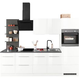 KOCHSTATION K&uuml;chenzeile &raquo;KS-Brindisi Breite 270 cm&laquo; wahlweise mit E-Ger&auml;ten und Induktion, mit MDF-Fronten und Regal wei&szlig; B/H/T: 270cm x 200cm x 60cm,