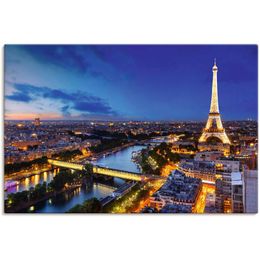 Artland Wandbild &raquo;Eiffelturm und Seine am Abend, Paris&laquo; Paris 1 Stk. tlg. als Leinwandbild, Poster in verschied. Gr&ouml;&szlig;en blau B/H/T: 60cm x 40cm, Leinwandbild 