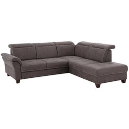 OTTO home Ecksofa &raquo;Solvei L-Form&laquo; wahlweise auch mit Kopfteilverstellung und Schlaffunktion, Federkern grau Luxus-Microfaser Lederoptik (100% 