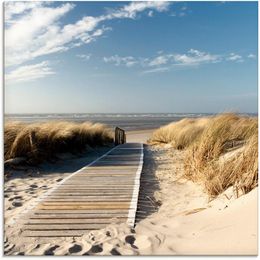 Artland Glasbild &raquo;Nordseestrand auf Langeoog - Steg&laquo; Strand 1 Stk. tlg. in verschiedenen Gr&ouml;&szlig;en beige B/H/T: 30cm x 30cm, Glasbild Strand, 1 Stk.