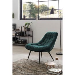 Salesfever Relaxsessel &raquo;Toulon - Komfortabler Loungesessel&laquo; mit XXL-Steppung, mit schwarzen oder naturfarbenen Beinen gr&uuml;n Polyester Samt, B/H/T: 76cm