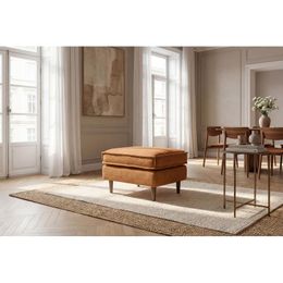 OTTO home Polsterhocker &raquo;Pinto Skandi&laquo; mit Keder, Massivholzf&uuml;&szlig;e Eiche ger&auml;uchert orange 100% Polyester B/H/T: 76cm x 45cm x 56cm, Chenille-Struktur
