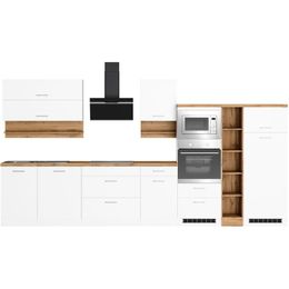KOCHSTATION K&uuml;chenzeile &raquo;KS-Milan&laquo; 390 cm breit, viel Stauraum, wahlweise mit E-Ger&auml;ten wei&szlig; B/H/T: 390cm x 200cm x 60cm, ohne E-Ger&auml;te