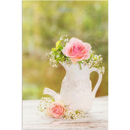 Artland Wandbild &raquo;Vintage Rosen in Vase&laquo; Blumen 1 Stk. tlg. als Alubild, Leinwandbild, Poster in verschied. Gr&ouml;&szlig;en gr&uuml;n B/H/T: 40cm x 60cm, Alu-Dibond-Druck 