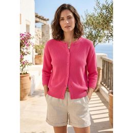Laura Scott Damen Strickjacke &raquo;im frischen Sommer-Look&laquo; mit 3/4 &Auml;rmeln und Knopfleiste pink 40/42