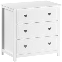 Vipack Kommode &raquo;Amori, 3 ger&auml;umige Schubladen mit Soft-Close&laquo; B/H/T ca. 90x89x76cm, Fronten mit verspieltem Herz-Ornament, bieten viel Stauraum, wei&szlig; 