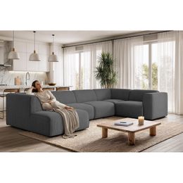 OTTO home Wohnlandschaft &raquo;Merid U-Form, B: 367 cm&laquo; jederzeit durch Module erweiterbar grau 100% Polyester B/H/T: 367cm x 70cm x 206cm, Cord, Ottomane 