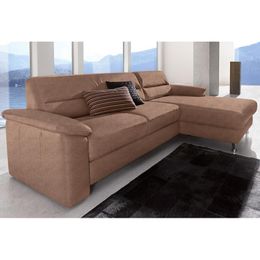 Sit & More sit&more Ecksofa &raquo;Ascara L-Form&laquo; inklusive Boxspring/Federkern-Polsterung, wahlweise mit Schlaffunktion braun NaturLEDER (echtes Rindsleder), Korpus 