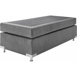 Westfalia Schlafkomfort Boxspringbett &raquo;Holland&laquo; ohne Kopfteil, frei im Raum stellbar grau Microvelours (100% Polyester) Microvelours Kaltschaum-Topper, Liegefl&auml;che B/L: 90cm 