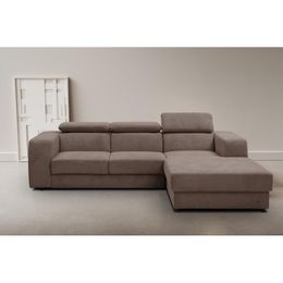 WERK2 Ecksofa &raquo;Cherry 270 x 192 cm modern und bequem&laquo; Luxus-Microfaser Chenille, L-Form, XXL, Schlaffunktion, Bettkasten braun 92% Polyester, 8% Nylon
