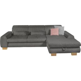 set one by Musterring Ecksofa Kopteil verstellbar, mit Bettfunktion, in Cord, anthrazit, Sitzh&ouml;he 49 grau 88% Polyester;12% Polyamid B/H/T: 307cm x 