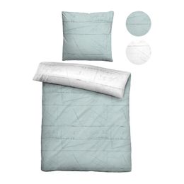 Biberna Wendebettw&auml;sche &raquo;0614509&laquo; 2 Stk. feiner Glanz + weicher Griff, pflegeleicht, ganzj&auml;hrig einsetzbar, RV blau Mako-Satin, Obermaterial: 100% Baumwolle B