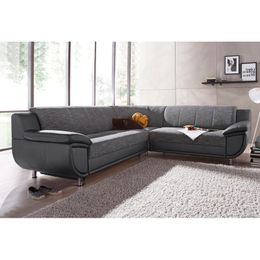 Trendmanufaktur Ecksofa &raquo;Rondo 3, zeitlos und modern, im Materialmix, L-Form&laquo; wahlweise Federkern f&uuml;r hohen Sitzkomfort, wahlweise Bettfunktion grau 