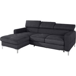 COTTA Ecksofa &raquo;Sammy L-Form&laquo; mit Kopfteilverstellung, wahlweise mit Schlaffunktion & Bettkasten schwarz Struktur (100% Polyester );Chenille (90% 