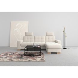 Sit & More sit&more Ecksofa &raquo;Quincy L-Form&laquo; wahlweise mit Schlaffunktion und Bettkasten beige B/H/T: 252cm x 82cm x 161cm, Luxus-Microfaser, Recamiere rechts,mit