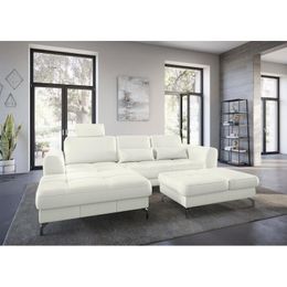 Sit & More sit&more Ecksofa &raquo;Bendigo L-Form&laquo; inklusive Sitztiefenverstellung, Bodenfreiheit 12 cm, in 2 Fu&szlig;farben wei&szlig; B/H/T: 284cm x 84cm x 175cm, NaturLEDER ,