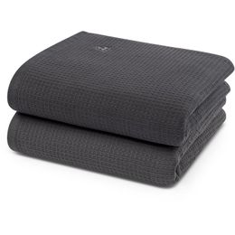 Ross Handt&uuml;cher &raquo;Waffelpique&laquo; 100% Baumwolle grau Frottier, Baumwolle B/L: 50cmx100cm, 2 Stk., Frottier