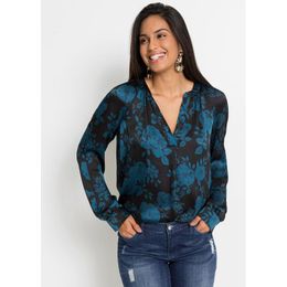 bonprix Damen bonprix Tunika moderner Look, gerade Passform, aus Polyester, mit sch&ouml;nem Druck schwarz 36