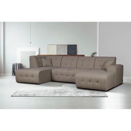 Home Affaire Wohnlandschaft &raquo;Nosia U-Form&laquo; incl. 2 Zierkissen, mit feiner Steppung grau 100% Polyester B/H/T: 297cm x 85cm x 163cm, Struktur fein, 