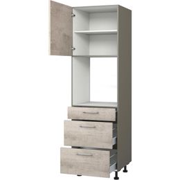 KOCHSTATION Backofenumbauschrank &raquo;KS-Trea SB2AS-195-3&laquo; mit zwei T&uuml;ren und zwei Einlegeb&ouml;den, H&ouml;he 195 cm grau anthrazit, B/H/T: 60cm x 195cm x 56cm, 
