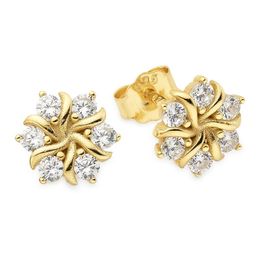 Firetti Damen Paar Ohrstecker &raquo;Schmuck Geschenk Ohrstecker Bl&uuml;ten-Optik&laquo; mit Zirkonia (synth.) gold 8,2mm, Silber 925 (Sterlingsilber)