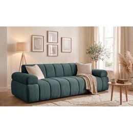 Home Affaire 3-Sitzer &raquo;LYOTH Design-Sofa, moderne Steppung, Breite 220 cm&laquo; mit Wellenunterfederung, gem&uuml;tlich und modern, komfortables Sitzgef&uuml;hl gr&uuml;n
