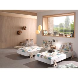 Vipack Kinderbett &raquo;Modulo, stapelbares Einzelbett, inkl. Rolllattenrost, 2 Farben&laquo; B/H/T ca. 203,6x93,8x48cm, Fu&szlig; Smile massiv, Bettseiten MDF lackiert, 