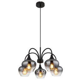 Globo LIGHTING H&auml;ngeleuchte &raquo;MAXY&laquo; E27 1 Stk. H&auml;ngelampe/Pendelleuchte/Glas rauchfarben/H&ouml;he k&uuml;rzbar/Esstisch 5, &Oslash; 15cm H: 120cm, 1 Stk.
