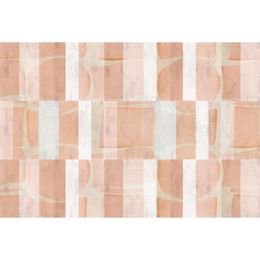 Livingwalls living walls Vliestapete &raquo;Abstrakte Tapete Rosa Wei&szlig; Beige Geometrisch&laquo; matt glatt Vlies B/L: 2,7m x 4m, Rollen: 1