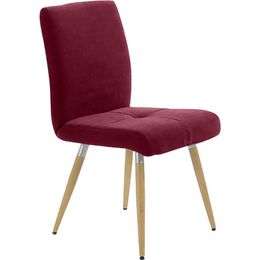 K+w Komfort & Wohnen K+W Komfort & Wohnen 4-Fu&szlig;stuhl &raquo;6411&laquo; () mit Sitzsteppung, Edelstahlgriff am R&uuml;cken, Massivholzbeine rot B/H/T: 48cm x 90cm x 62cm, Aqua Clean