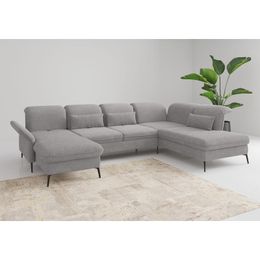 Sit & More sit&more Wohnlandschaft &raquo;Emely, inkl. Sitztiefenverstellung&laquo; wahlweise mit Schlaffunktion,Bettkasten,Kopf- & Armteilverstellung grau 100% Polyester B/