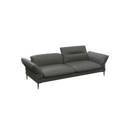 FLEXLUX 3-Sitzer &raquo;Salino, Funktionssofa, Relaxsofa&laquo; Sofa mit Arm- und Kopfteil-Verstellungen, Kaltschaum & Stahl-Wellen grau 100% Echtleder B/H/T: 