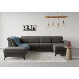 Sit & More sit&more Wohnlandschaft &raquo;Sinatra U-Form&laquo; optional mit Kopfteilverstellung und Armteilfunktion, Metallf&uuml;&szlig;e grau 100% Polyester B/H/T: 326cm x 85cm x 
