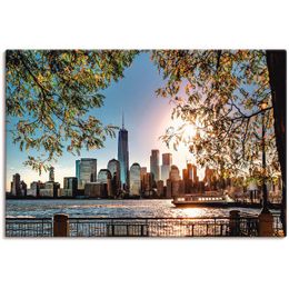 Artland Wandbild &raquo;Sonnenaufgang &uuml;ber New York&laquo; Amerika 1 Stk. tlg. als Leinwandbild, Poster in verschied. Gr&ouml;&szlig;en blau B/H/T: 60cm x 40cm, Leinwandbild Amerika