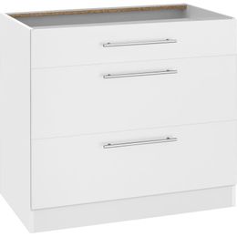 Wiho-K&uuml;chen wiho K&uuml;chen Unterschrank &raquo;Unna&laquo; 90 cm breit, mit 2 gro&szlig;en Ausz&uuml;gen, ohne Arbeitsplatte wei&szlig; B/H/T: 90cm x 82cm x 57cm, Schubladen: 1 Stk.