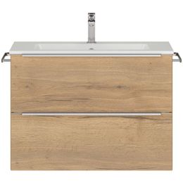 Nobilia Waschtisch-Set &raquo;Levere&laquo; vormontiert, mit Soft-Close, 1 Stk. tlg. braun B/H/T: 81cmcm x 59,1cmcm x 48,7cmcm, Griffe chrom