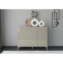 set one by Musterring Sideboard &raquo;Reno&laquo; 1 Stk. tlg. Mit Winkelfu&szlig; in diversen Farben, 108 cm H&ouml;he & Farbauswahl beige Glas, Holzwerkstoff B/H/T: 137cm 